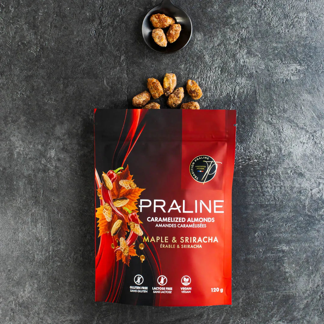 Maple & Sriracha caramelized almond praline nuts – Tradition Praline